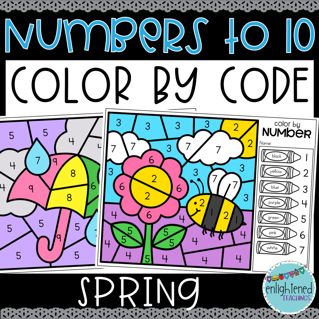 Spring Numbers to 10 Color by Code Spring Number Recognition Spring ...