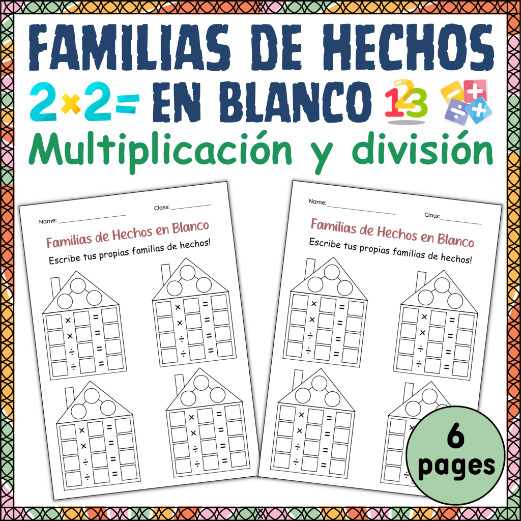 Multiplication and Division Blank Fact Families Houses Worksheets in ...