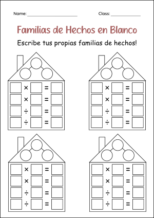 Multiplication and Division Blank Fact Families Houses Worksheets in ...
