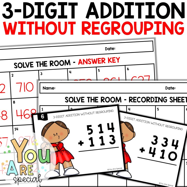 3 Digit Addition Without Regrouping Math Worksheets Activities | Made ...