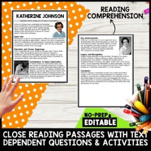 KATHERINE JOHNSON- WOMEN'S HISTORY MONTH - Reading Comprehension ...