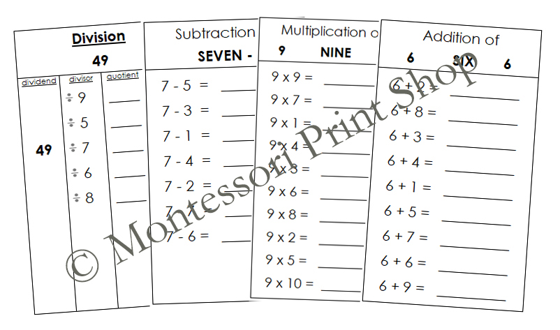 Primary Montessori Math Boards Bundle - Four Operations & Instructions ...