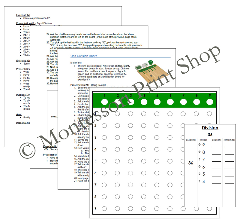 Primary Montessori Math Boards Bundle - Four Operations & Instructions ...