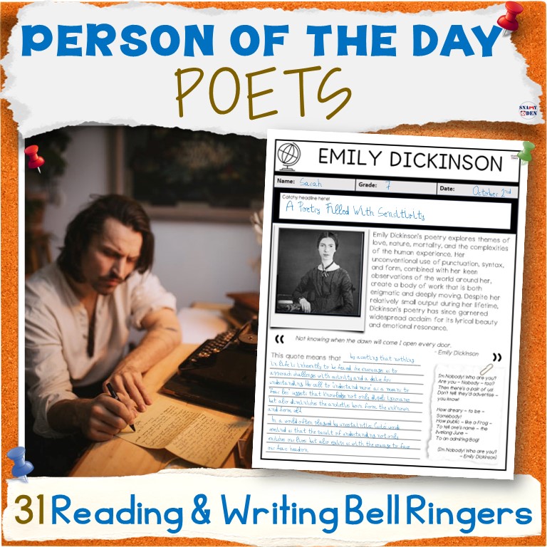 Poet of the Day - National Poetry Month Writing Bell Ringers ELA ...