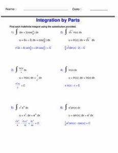 Indefinite Integration - Integration by Parts - Calculus Worksheets ...