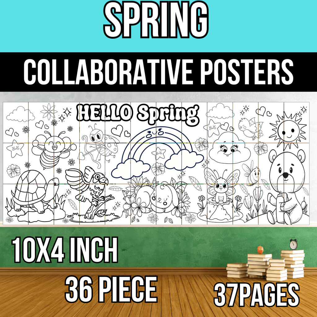 Spring Collaborative Poster Art Coloring Pages -Spring Activity - Made ...