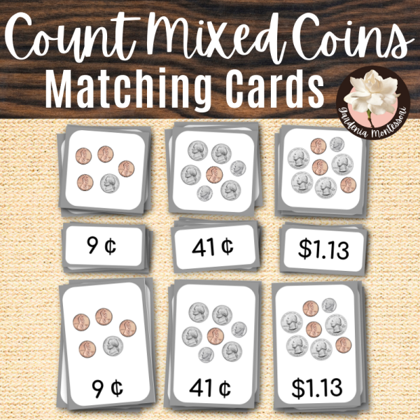 Counting Mixed Coins Cards - Montessori Money Math Coin Matching Flash ...