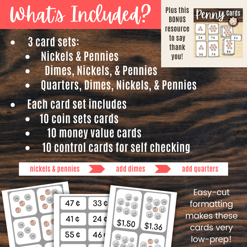 Counting Mixed Coins Cards - Montessori Money Math Coin Matching Flash ...