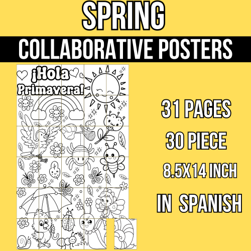 Spring Collaborative Poster Art Coloring Pages In Spanish -Spring ...
