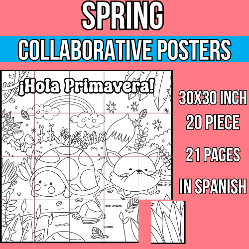 Spring Collaborative Poster Art Coloring Pages In Spanish -Spring ...
