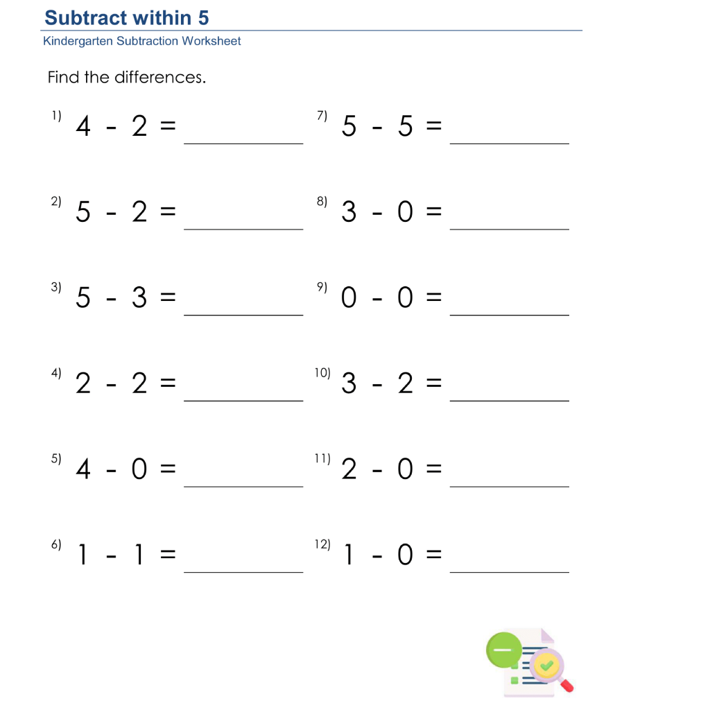 Kindergarten Subtraction Worksheets - Made By Teachers