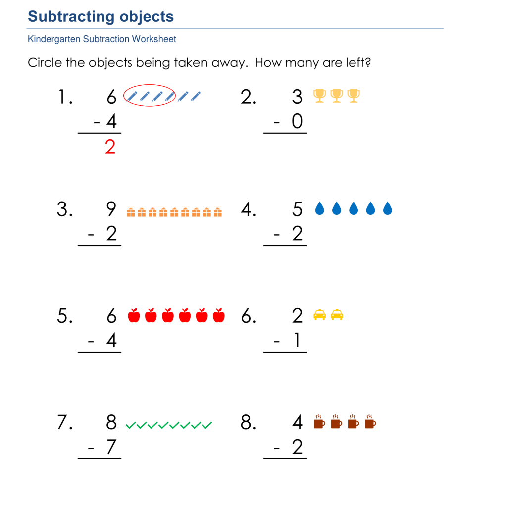 Kindergarten Subtraction Worksheets - Made By Teachers