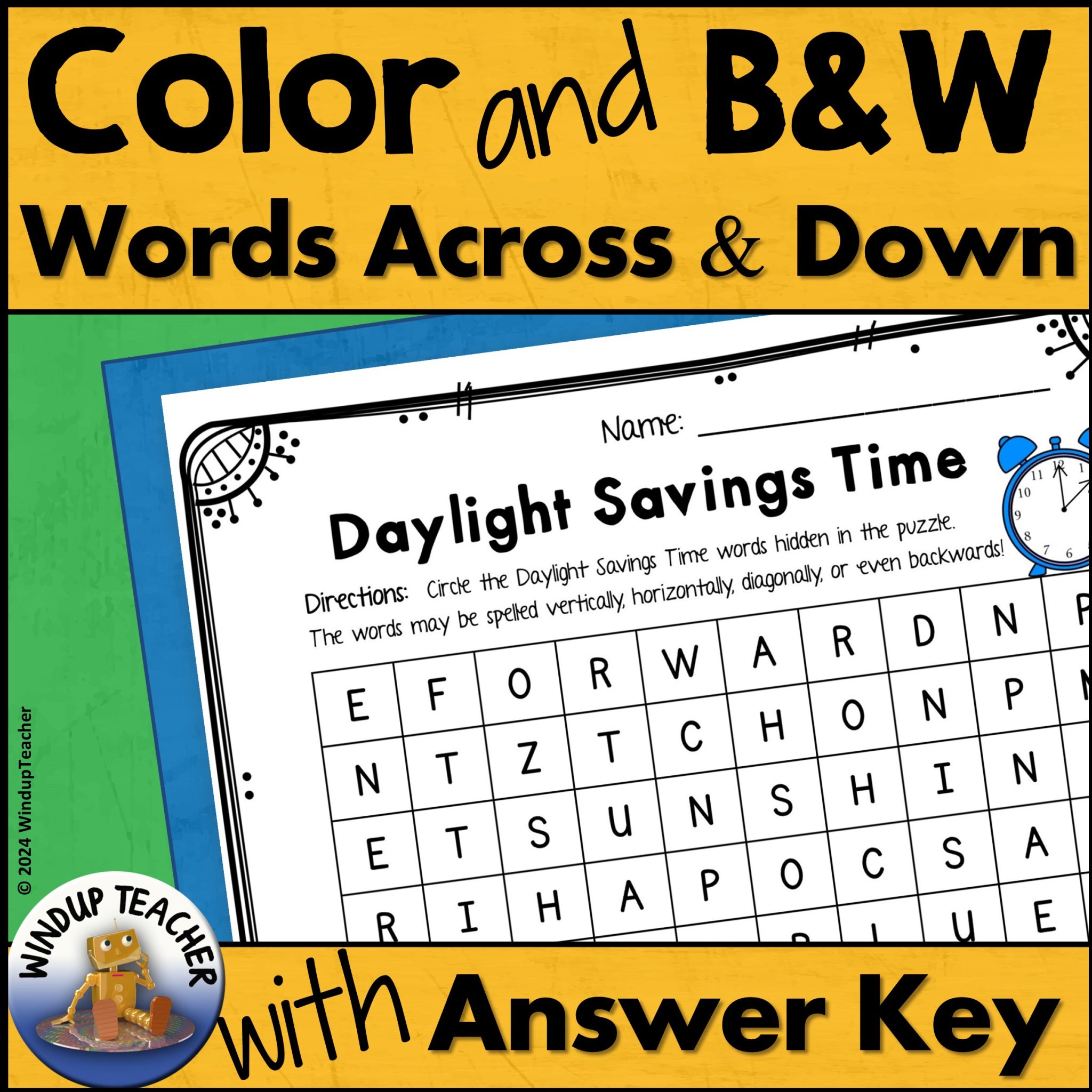 Daylight Savings Time Word Search - EASY Printable Puzzle | Made By ...