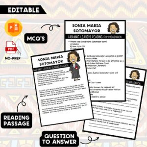 Hispanic Heritage Month Nonfiction Reading Comprehension SONIA MARIA ...