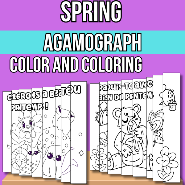 French Spring Agamograph Art Coloring Activities | Spring Activities ...