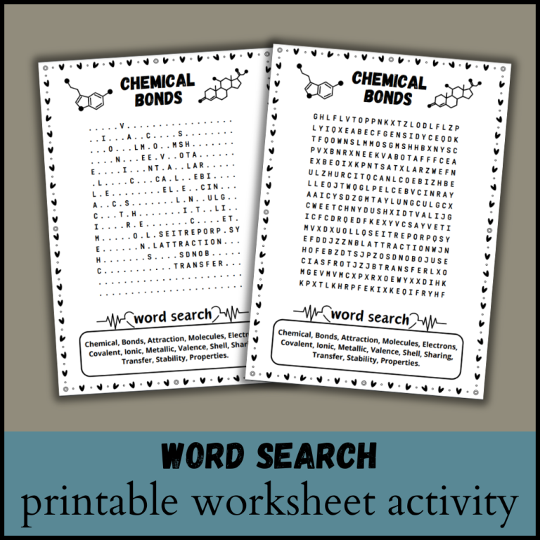 Chemical Bonds : Word search puzzle worksheet activity | Made By Teachers