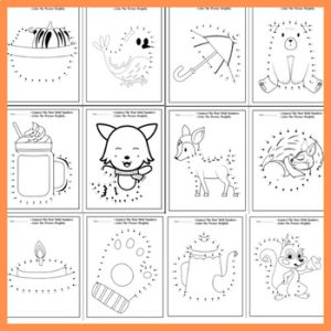 Fall Dot to Dot - 30 Autumn Dot to Dot and Coloring Activity pages ...