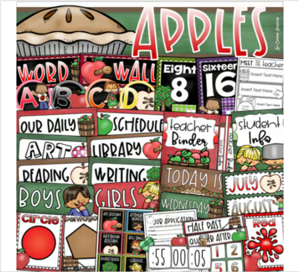 Apple Class Decor Bundle (Posters, Binder Covers, Schedule, Calendar ...