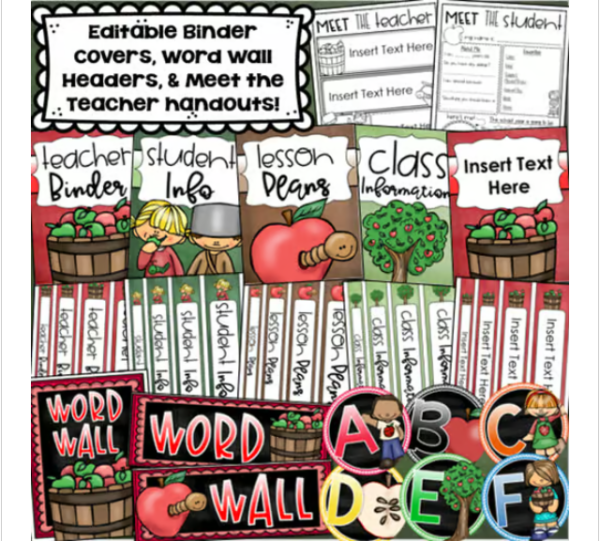 Apple Class Decor Bundle (Posters, Binder Covers, Schedule, Calendar ...