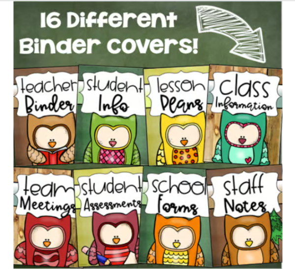 Binder Covers and Spines Teacher Planner Editable Owl Forest Theme ...