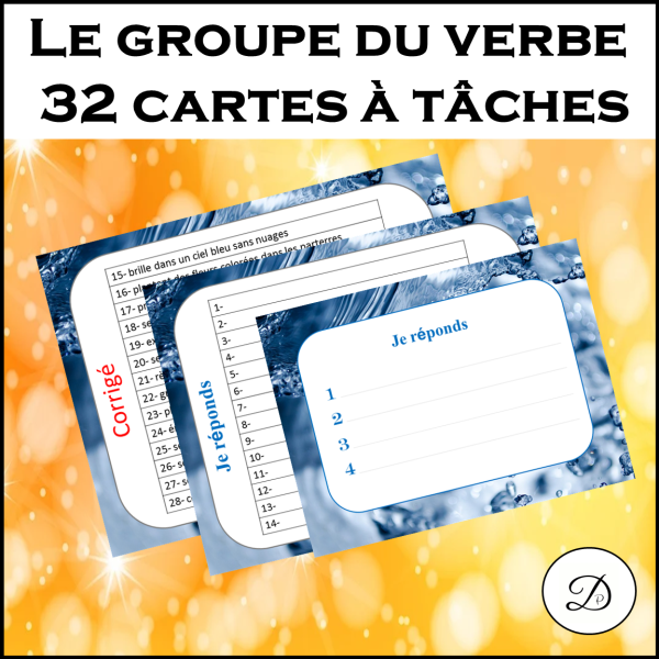 Le groupe du verbe GV - 32 cartes à tâches / French Grammar | Made By ...