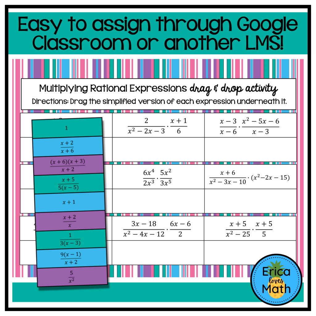 Multiplying Rational Expressions Digital Activity Drag & Drop | Made By ...