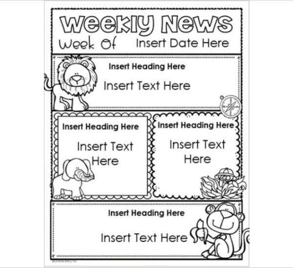 Weekly Newsletter Template Editable Jungle Safari Theme | Made By Teachers