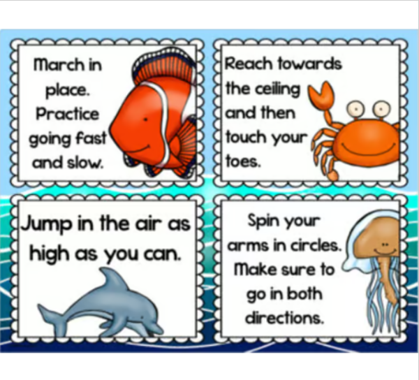 Brain Breaks Movement Cards Ocean Under the Sea Theme - Made By Teachers