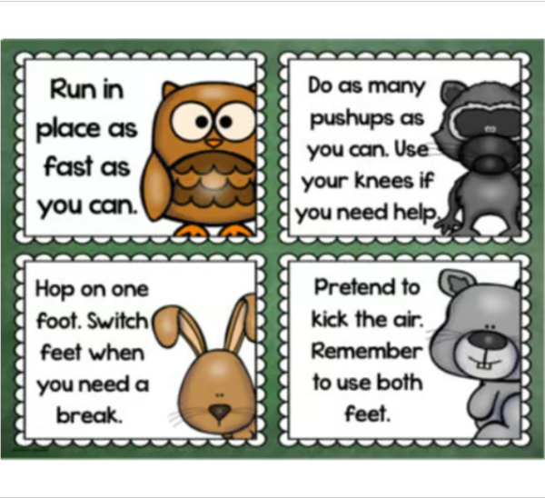 Brain Breaks Movement Cards Woodland Animals Theme | Made By Teachers