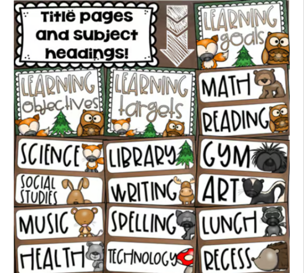 Learning Targets Bulletin Board Objectives Posters Woodland Animals ...