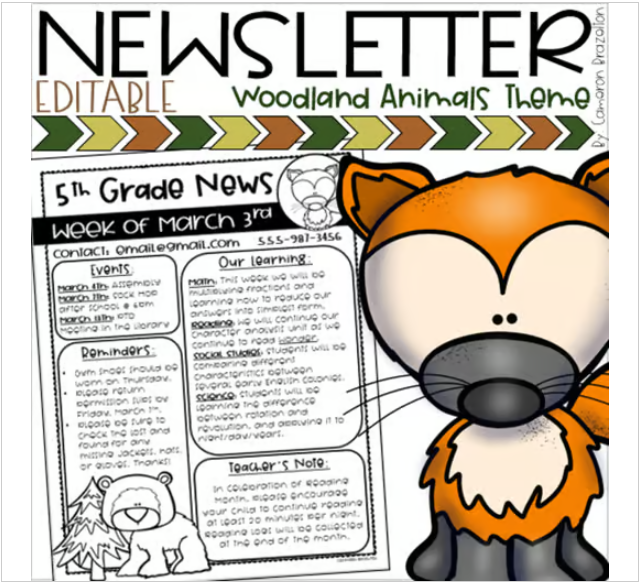 Weekly Newsletter Template Editable Jungle Safari Theme | Made By Teachers