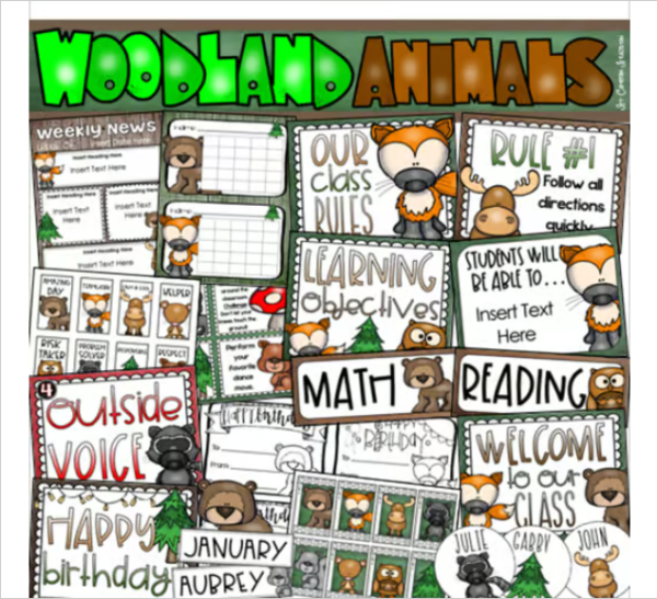 Woodland Animals Class Management Decor Bundle (Posters, Rules ...