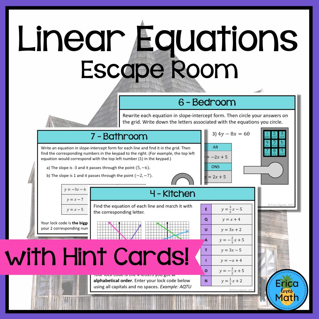 Linear Equations Escape Room Activity (Digital & Printable) | Made By ...