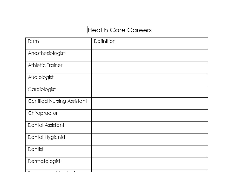 Health Care Careers Matching Cards (Health Sciences, Careers) | Made By ...
