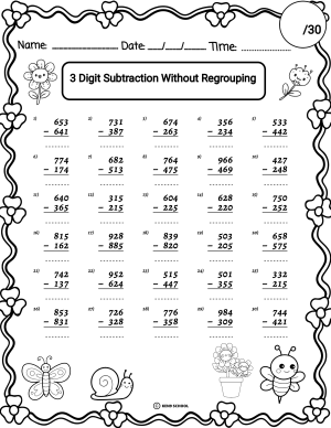 Spring 3 Digit Addition and Subtraction With & Without Regrouping ...