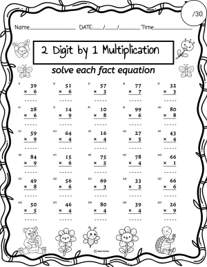 Spring 2-Digit by 1-Digit Multiplication & Division|Missing Numbers ...