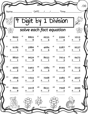 Spring 4-Digit by 1-Digit Multiplication & Division|Missing Numbers ...