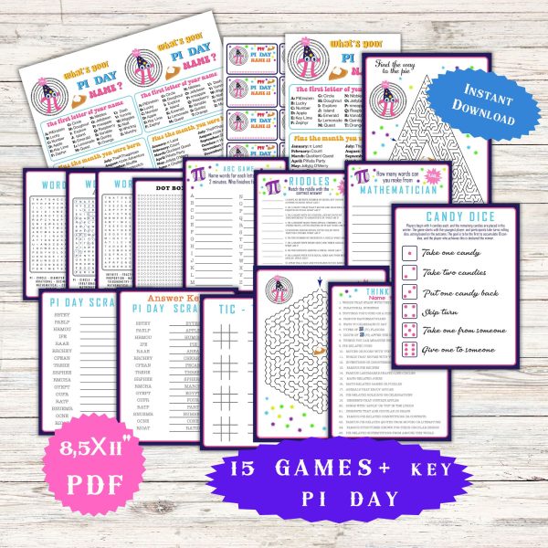 Pi Day Games for Classrooms Trivia Math Activities Worksheets Family ...