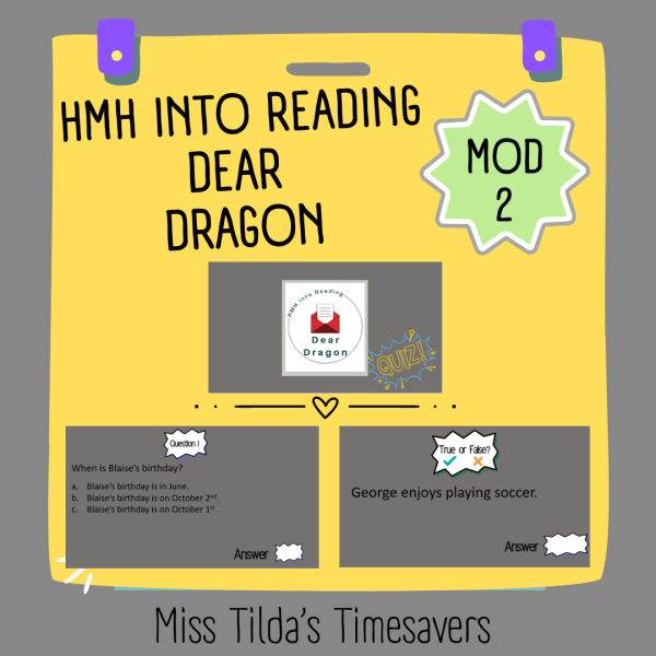 Dear Dragon Quiz - Grade 3 HMH into Reading - Made By Teachers