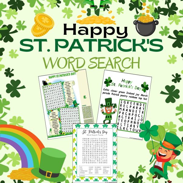 St. Patrick's Day Word Search Puzzles Spring Reading Activities March ...