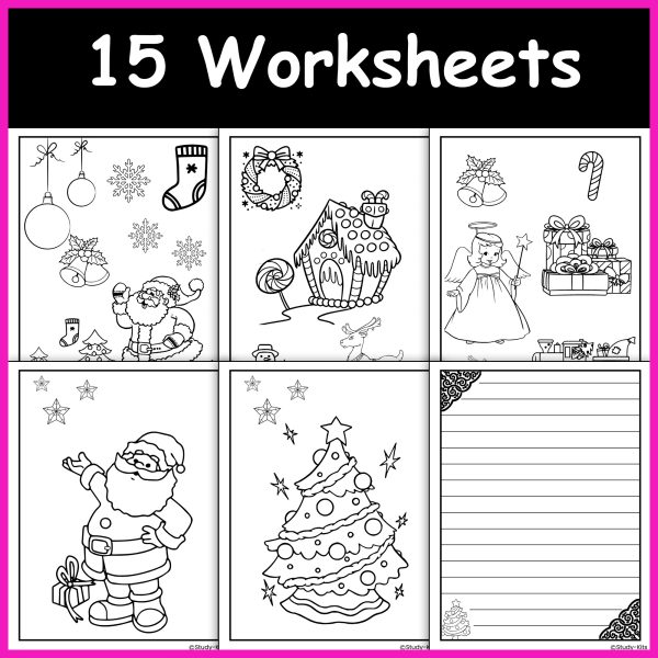 Christmas Coloring Pages - Holiday Coloring and Writing Papers | Made ...