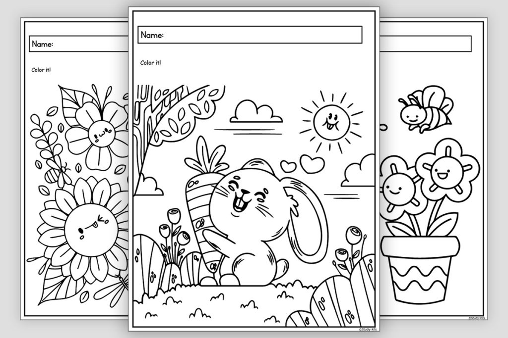 Spring Coloring Pages for Kids: Printable Kids April May June for ...