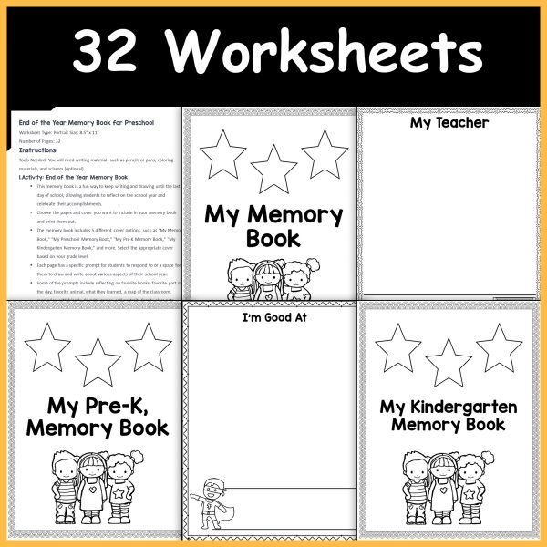 End of the Year Memory Book for Preschool, Pre-K, Kindergarten - End of ...