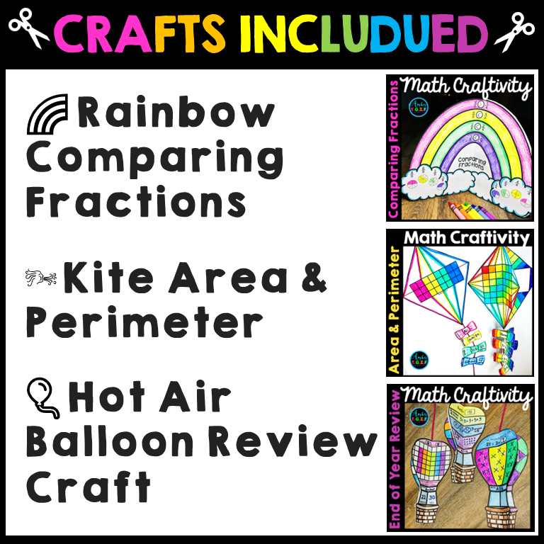 3rd Grade Spring Math Crafts Bundle Fractions Area & Perimeter ...