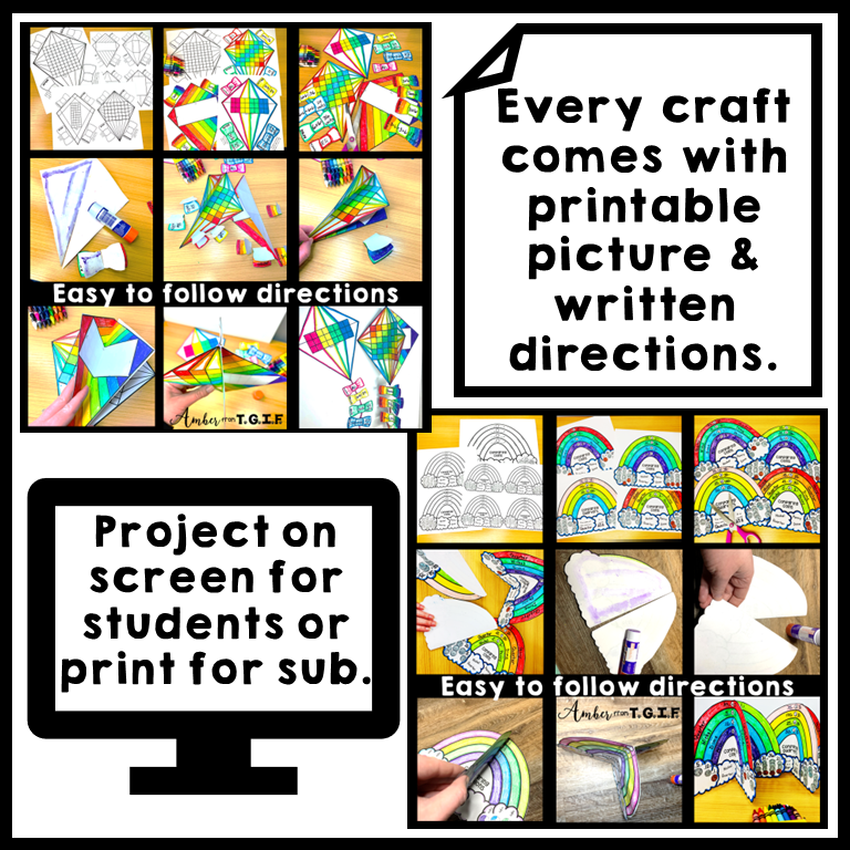 3rd Grade Spring Math Crafts Bundle Fractions Area & Perimeter ...