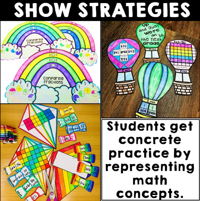 3rd Grade Spring Math Crafts Bundle Fractions Area & Perimeter ...