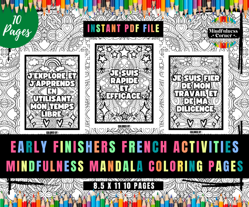 Early Finishers Activities French Mindfulness Relaxing SEL Coloring ...