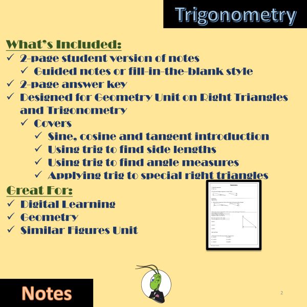 Trigonometry Guided Notes | Geometry Right Triangles and Trigonometry ...