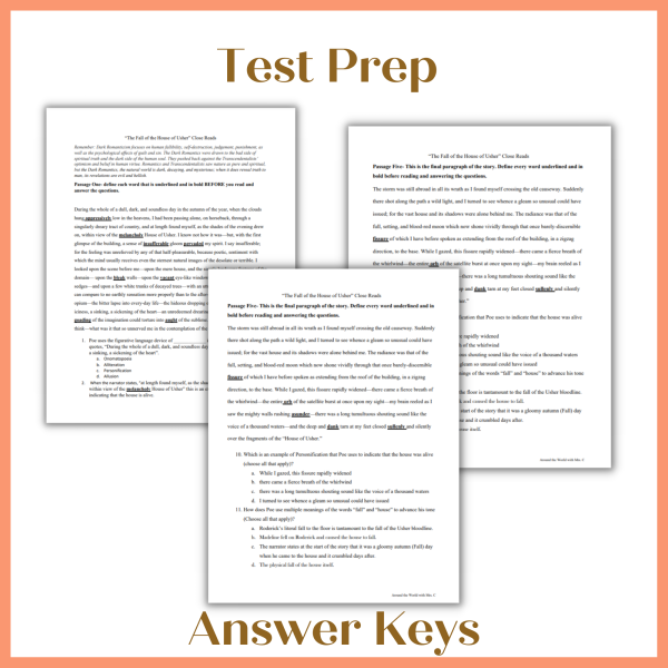 The Fall of the House of Usher Close Reading - Made By Teachers