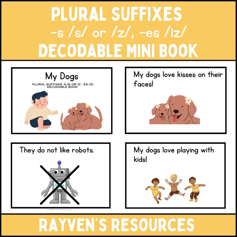 Plural Suffixes -s /s/ /z/, -es /iz/ Decodable Book 1st grade Phonics ...